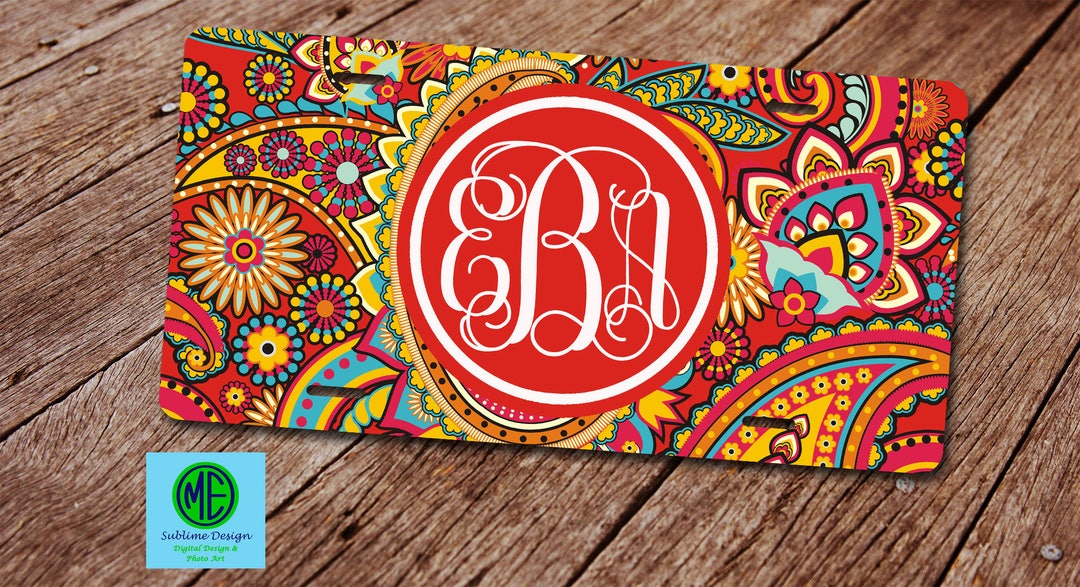 Paisley License Plate/license Plate Frame/paisley Monogram License ...