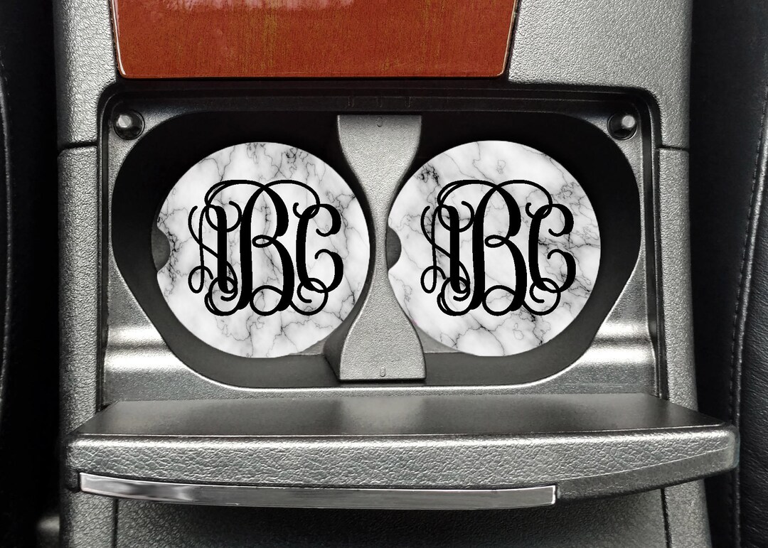Car Coasters,set of 2, Marble Car Coasters, Monogram Car Coasters - Etsy