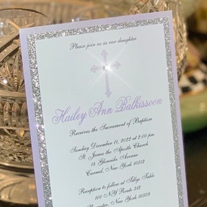 Communion Invitation Purple First Communion Girl Invitation Purple ...