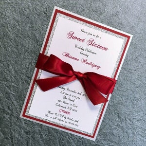 Red Sweet 16 Invitation Red Quinceanera Invitation Red and Silver ...