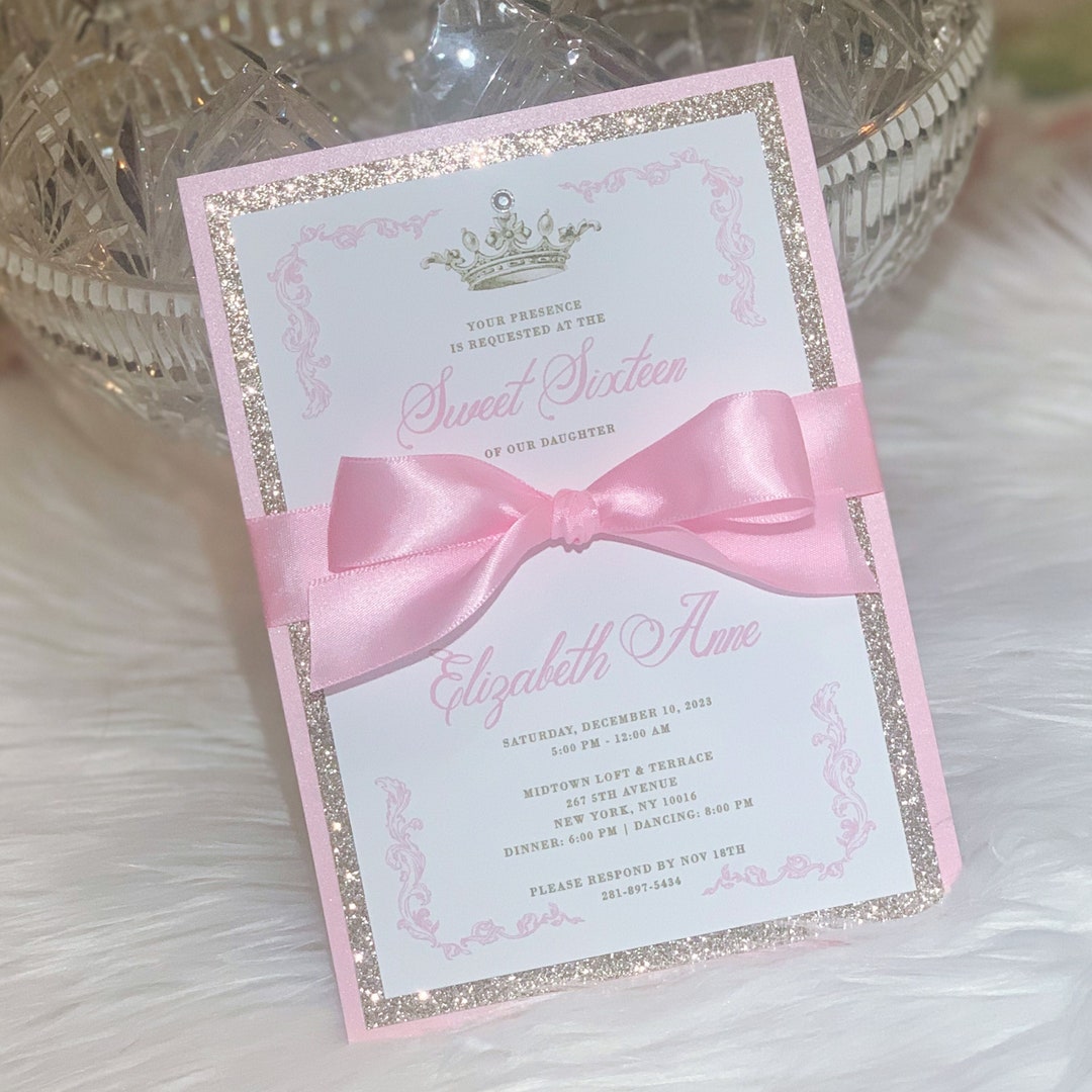 Princess Sweet 16 Invitation Pink and Gold Sweet Sixteen Invitation for ...