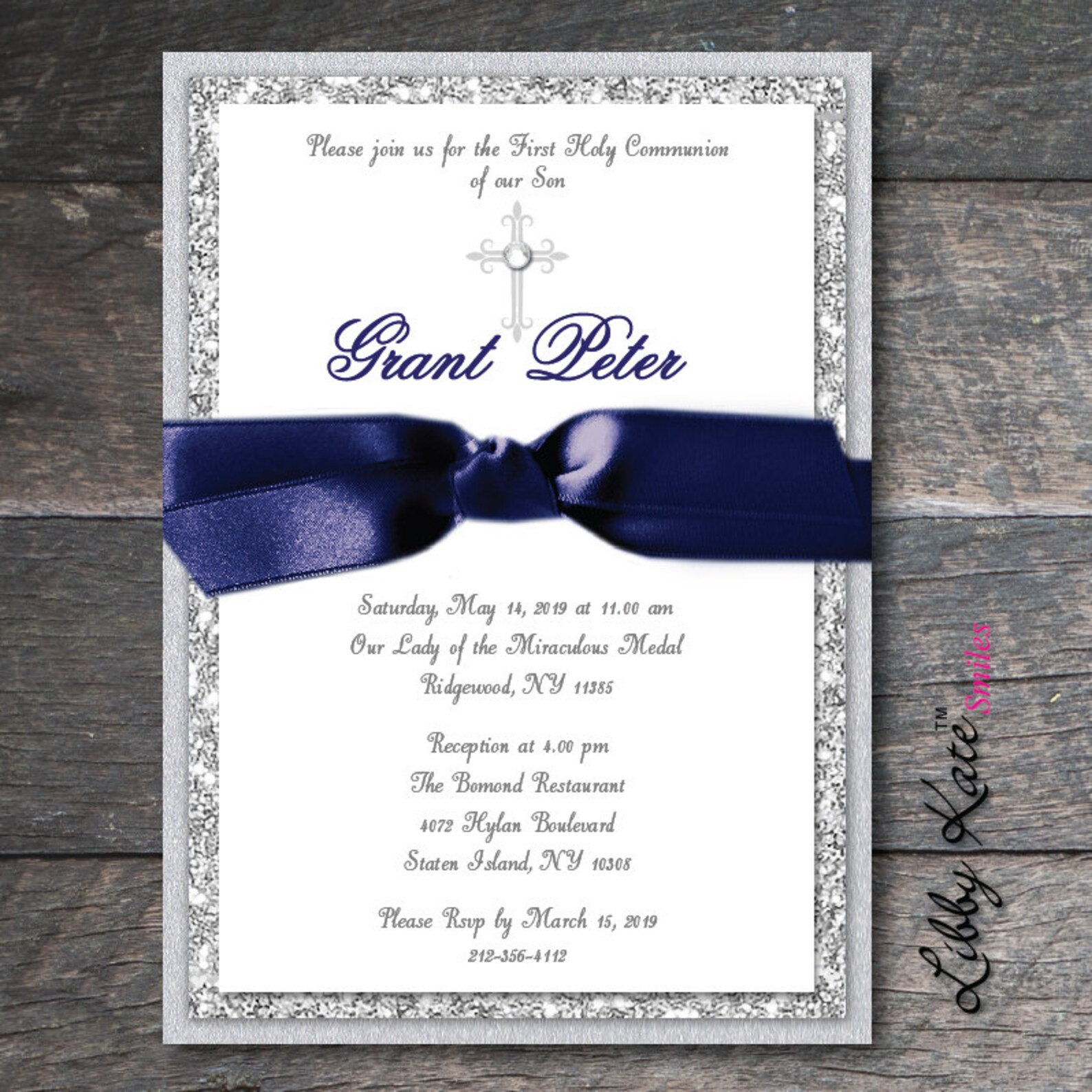 Boy First Communion Invitation Boy Communion Invitation Royal | Etsy