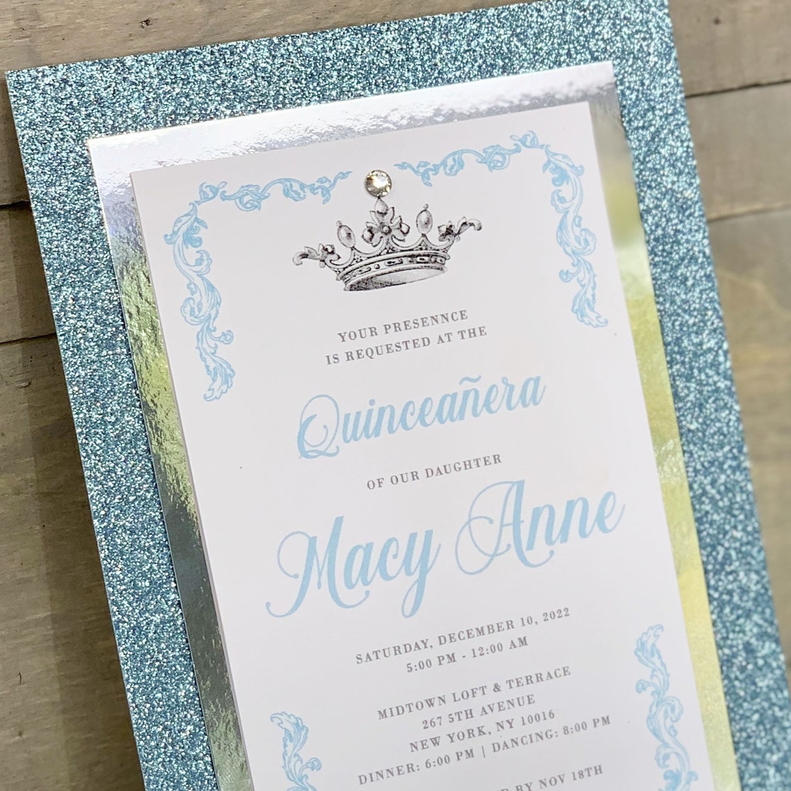 Blue Quinceanera Invitation Blue Cinderella Quinceanera - Etsy