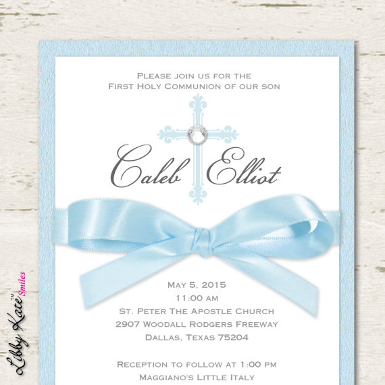 Boy First Communion Invitation Boy Blue and Silver - Etsy