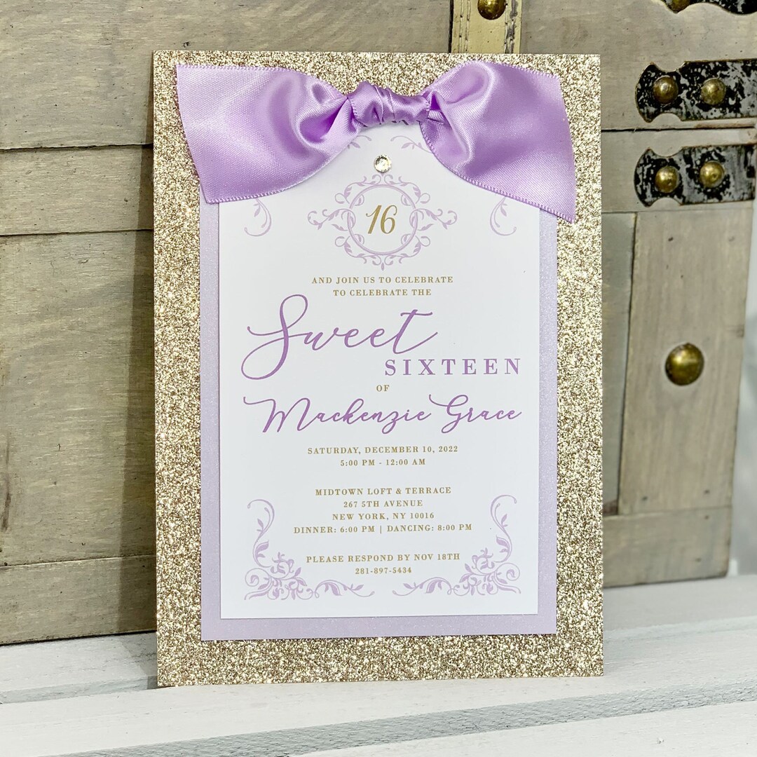 Rapunzel Sweet 16 Invitation Lavender Once Upon a Time Quinceanera ...