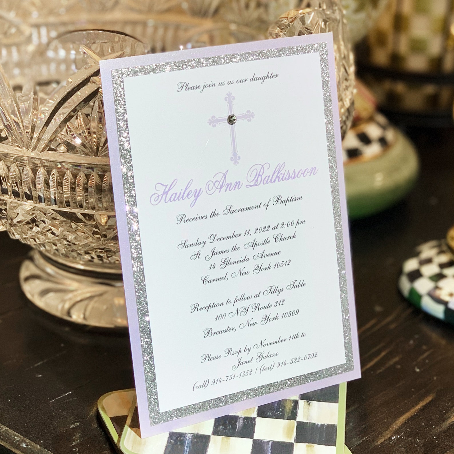 Communion Invitation Purple First Communion Girl Invitation - Etsy