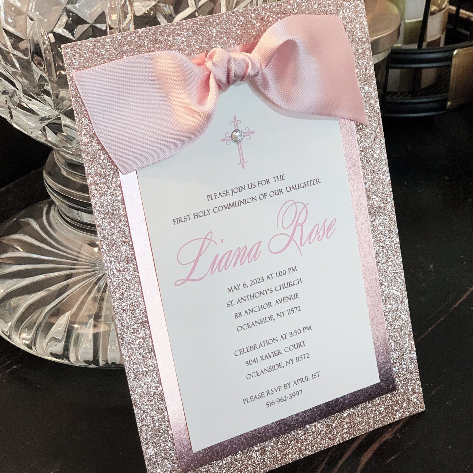 First Communion Invitation Rose Gold First Communion - Etsy