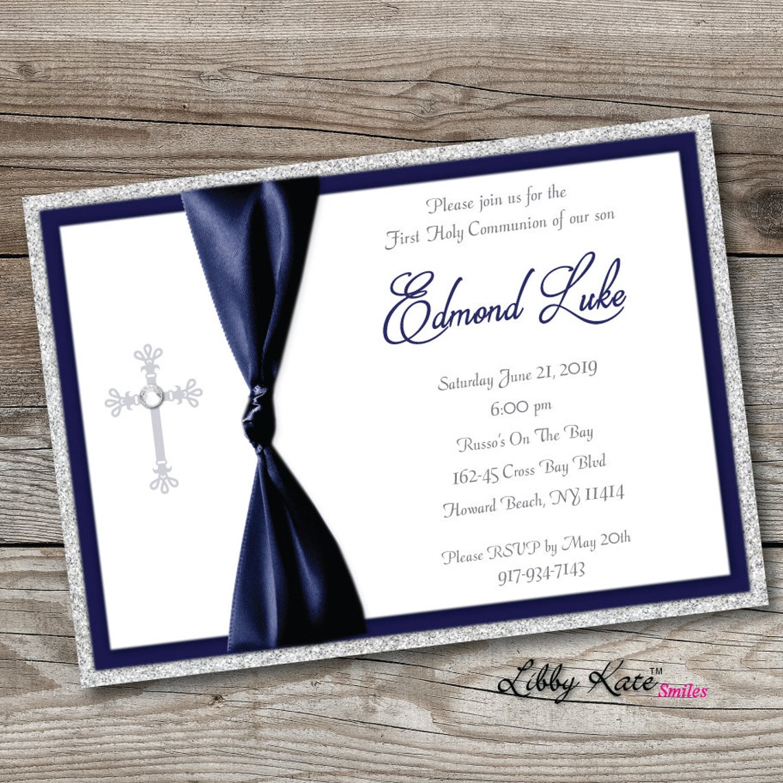 Boy First Communion Invitation Boy Communion Invitation Navy - Etsy