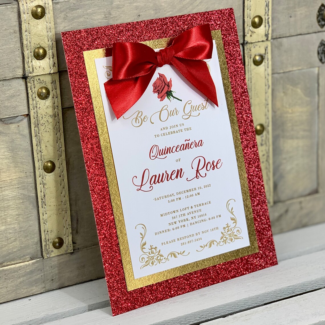 Quinceanera Invitation Red and Gold Quinceanera Invitation - Etsy