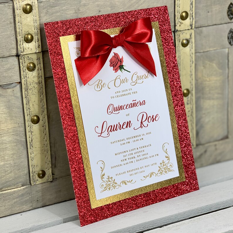 Quinceanera Invitation Red and Gold Quinceanera Invitation - Etsy
