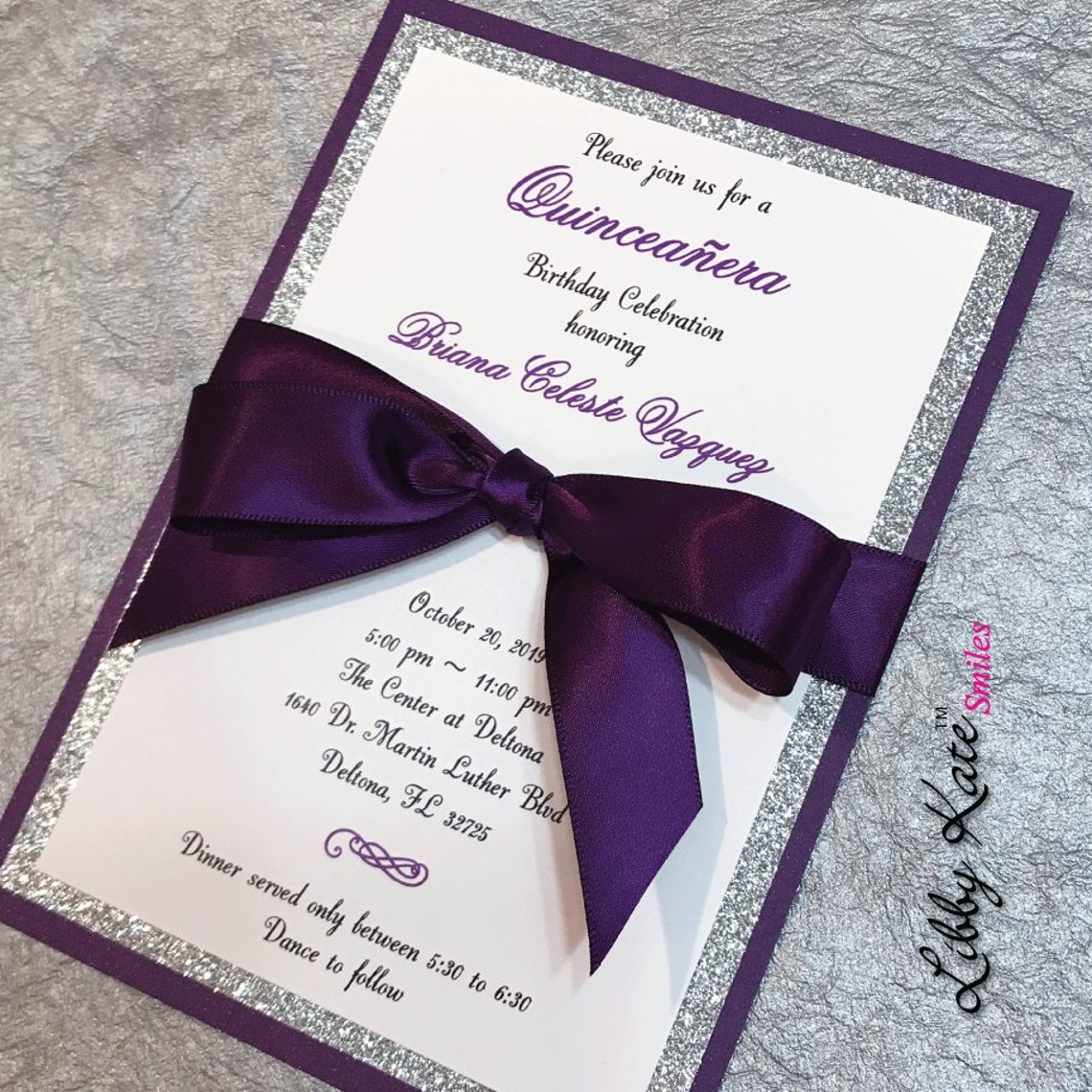Purple Quinceanera Invitation Sweet 16 Invitation 15th - Etsy