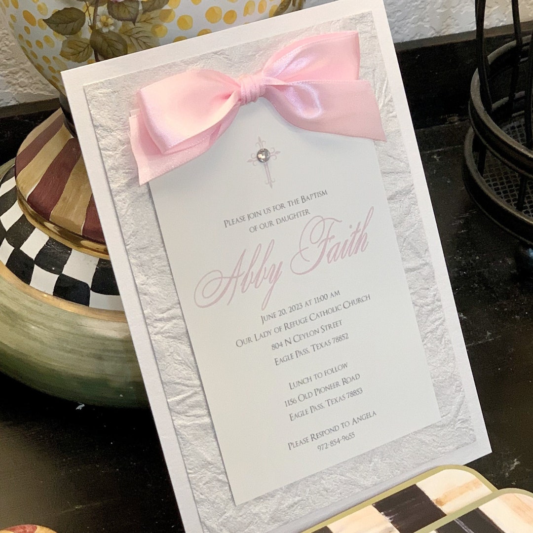 Light Pink Girl Baptism Invitation Girl Christening Invitation Girl ...