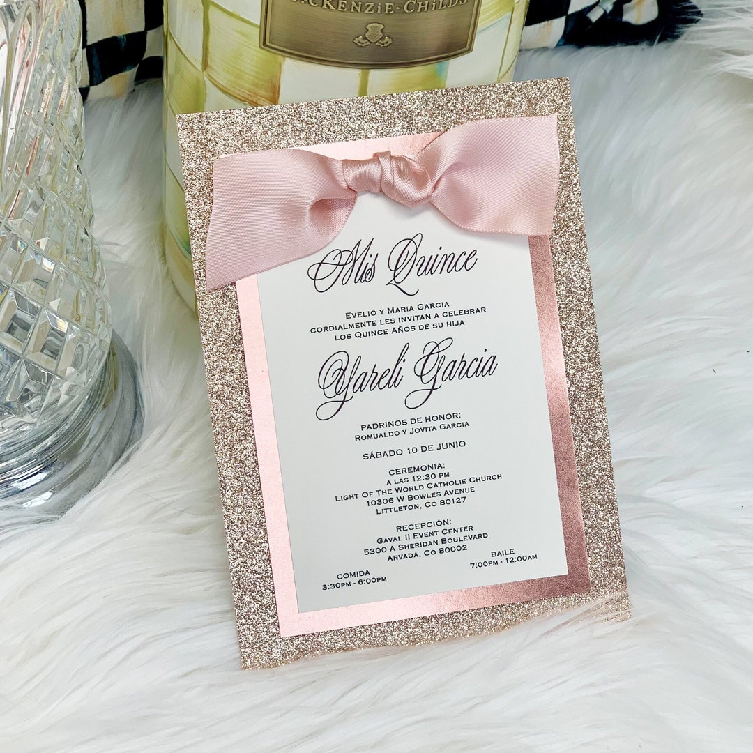 Rose Gold Mis Quince Invitation Quinceanera Invite Sweet 15 Birthday ...