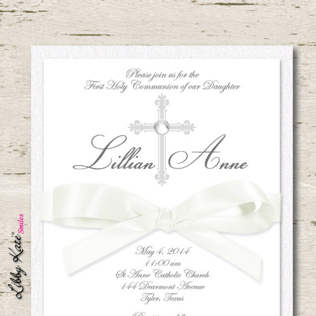 First Communion Invitation Elegant Communion Invitation White - Etsy
