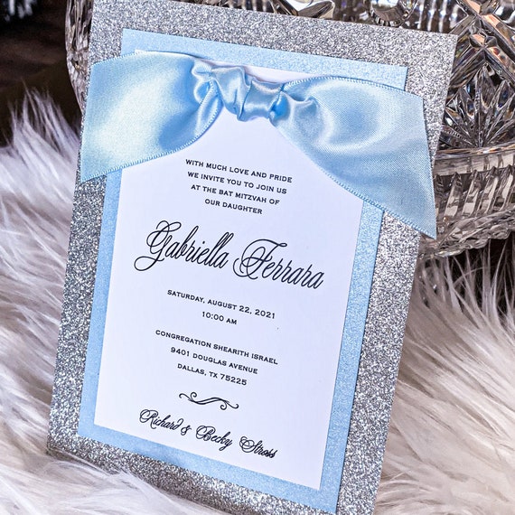 Blue Quinceanera Invitation Blue and Silver Quinceanera - Etsy