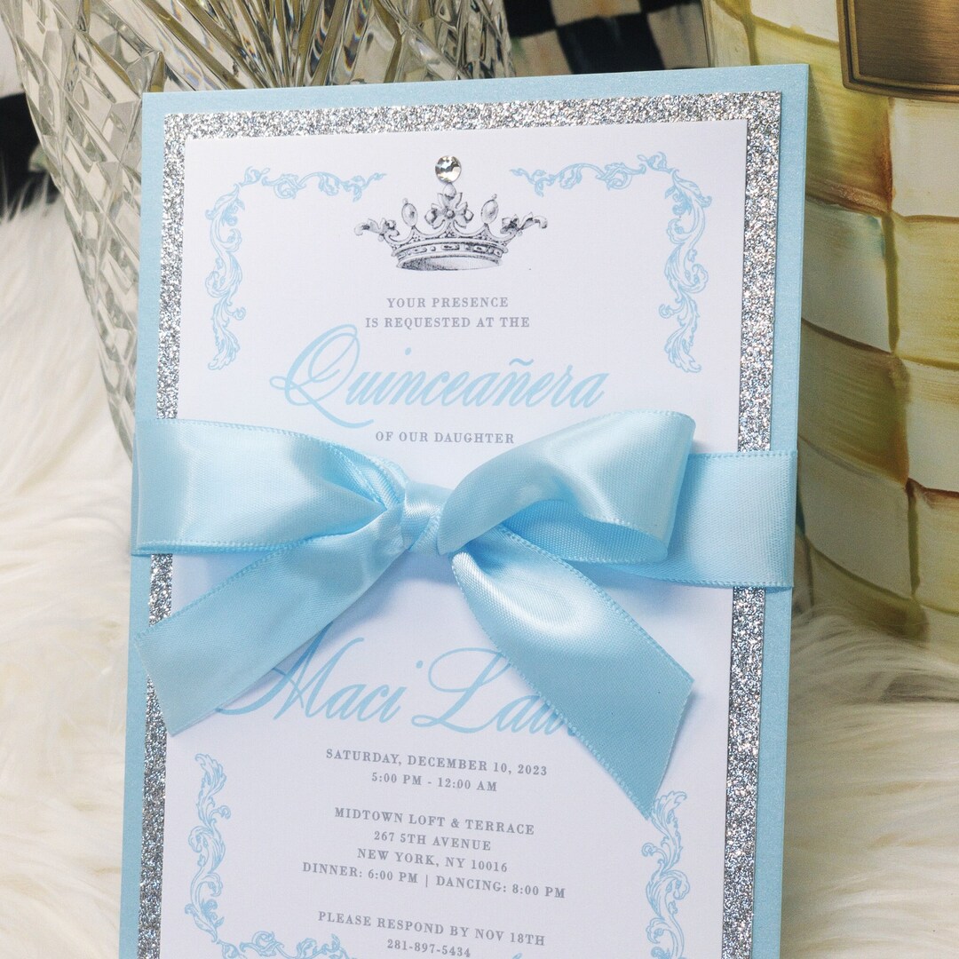 Light Blue Sweet 16 Invitation Baby Blue and Silver Sweet 16 - Etsy