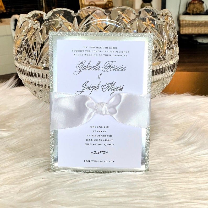 Silver Wedding Invitation Silver Foil Wedding Invitation - Etsy