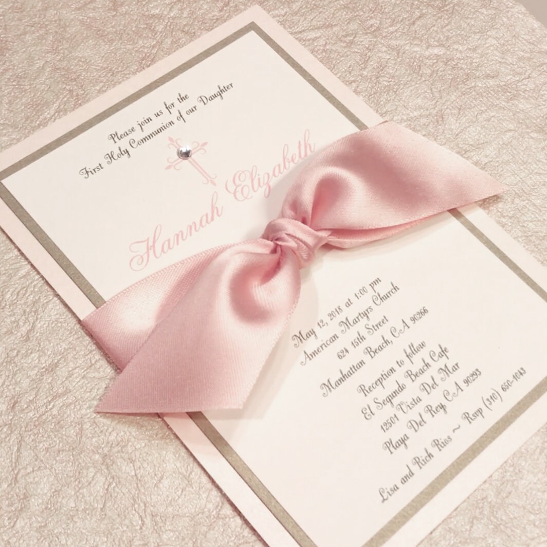 Blush Christening Invitation Girl Blush and Gold Christening | Etsy