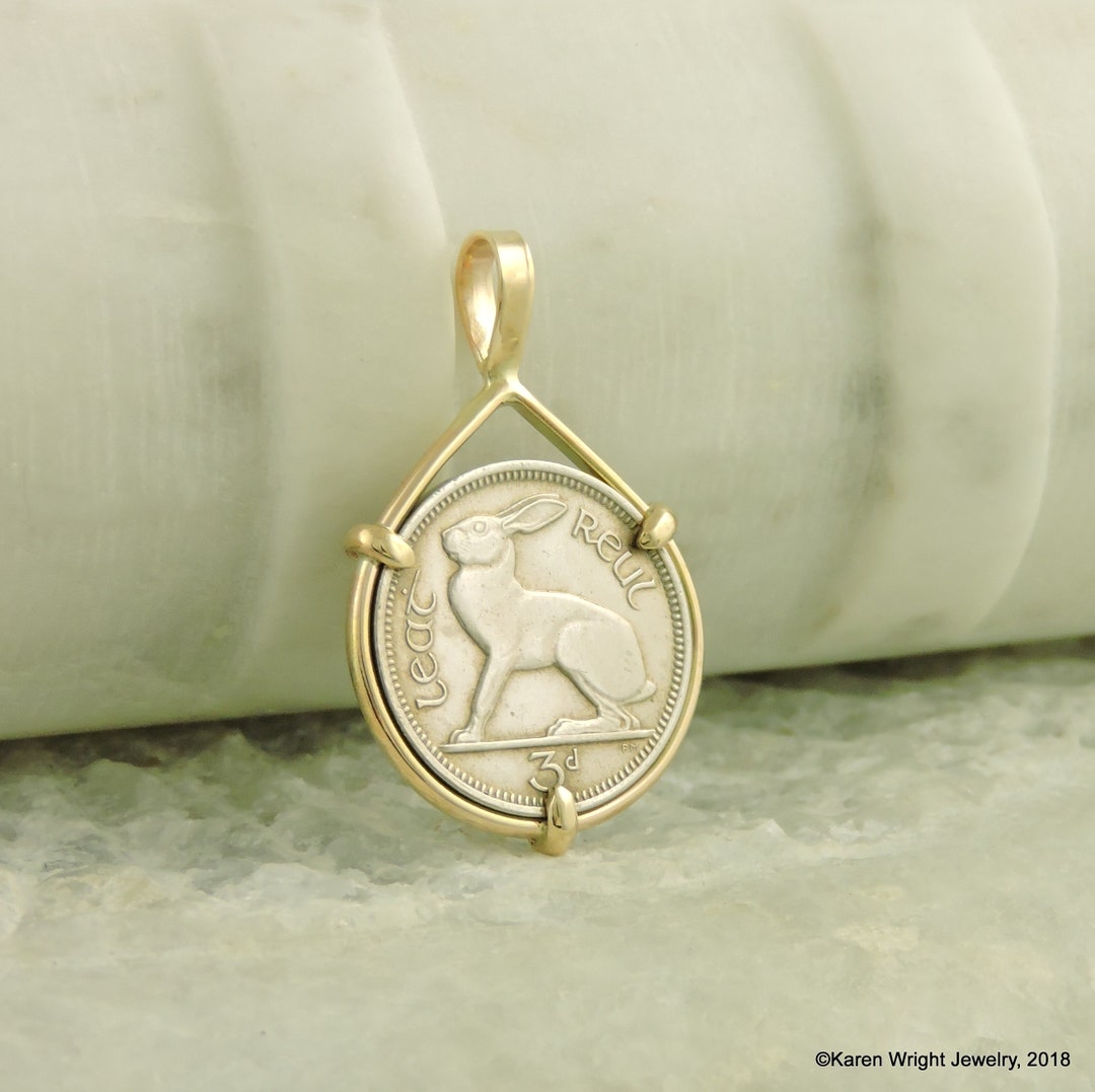 Ireland Coin Jewelry With Vintage Irish Rabbit Coin in Handmade 14k ...