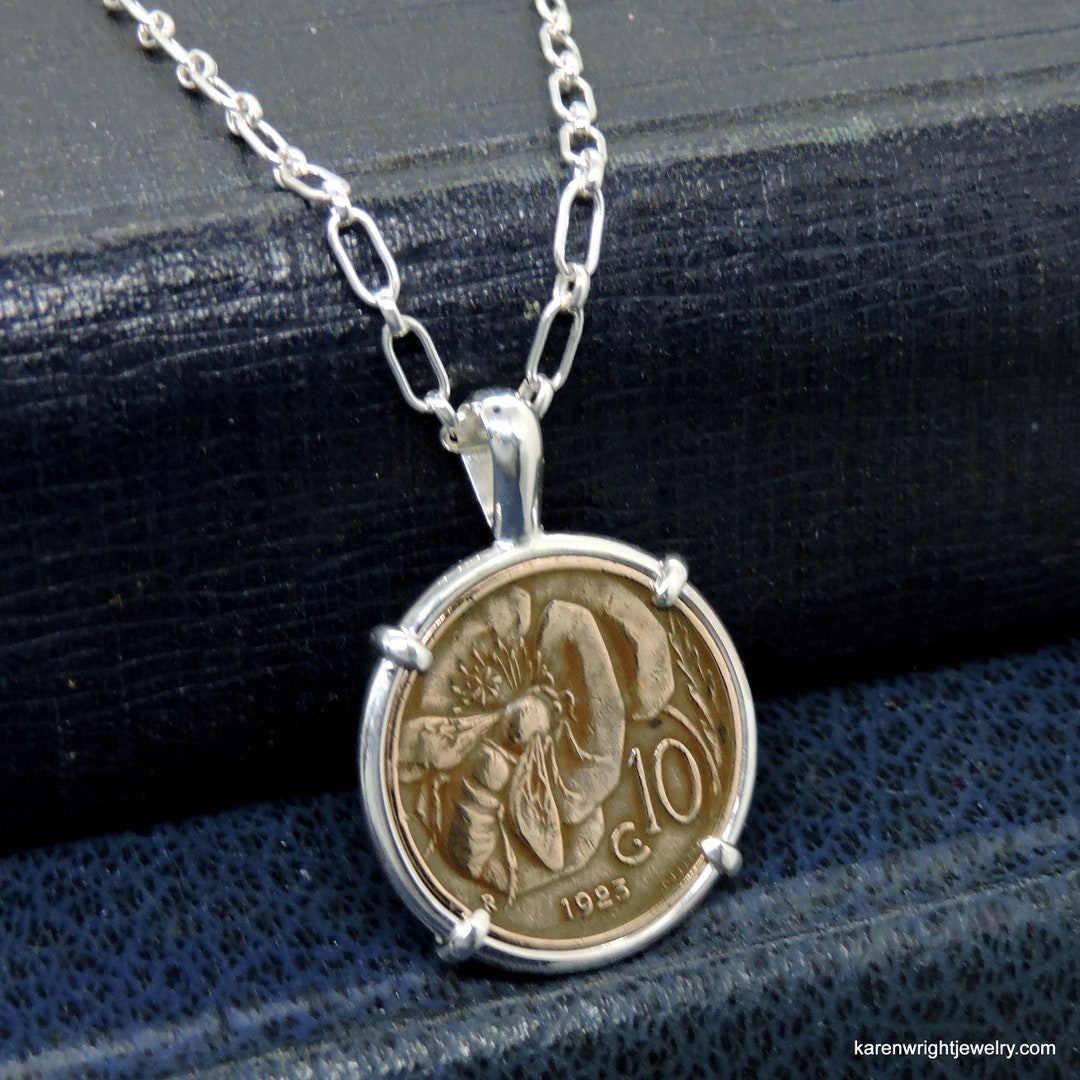 Italian Coin Jewelry With Vintage Italy Bee Coin in Handmade Sterling ...