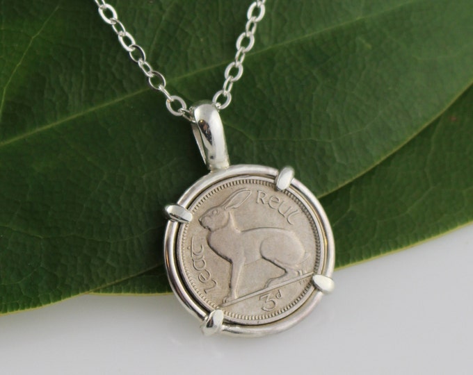 Ireland Rabbit Coin in Handmade Pendant Setting Vintage - Etsy