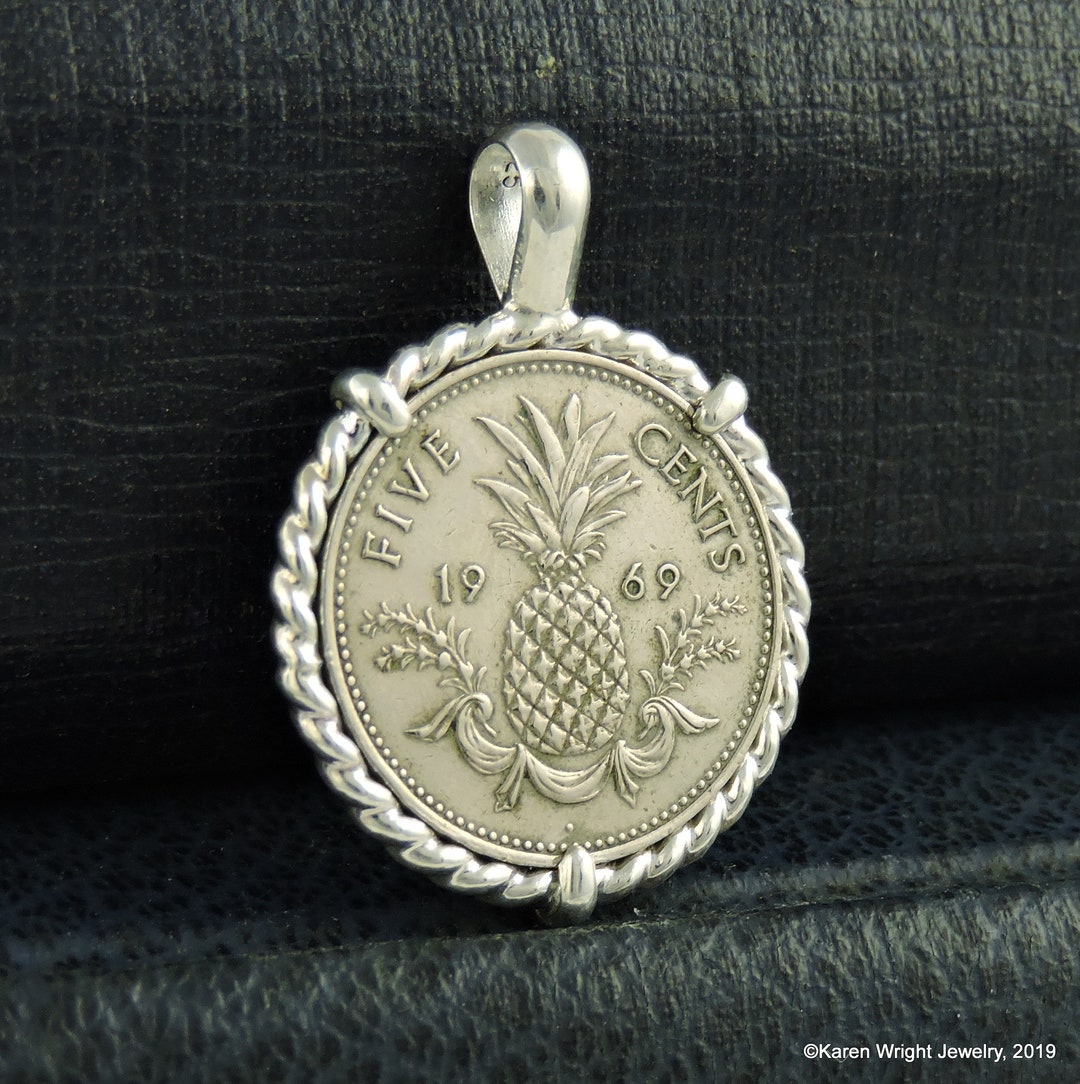 Birthday Coin Jewelry With Vintage Bahamas Coin in Handmade Sterling ...