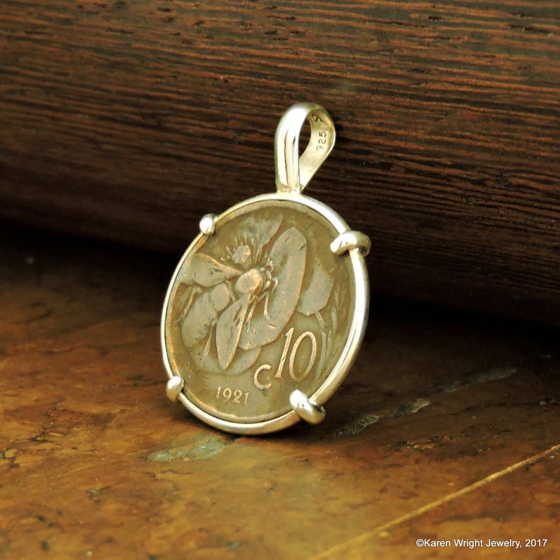 Italian Coin Jewelry With Vintage Italy Bee Coin in Handmade - Etsy