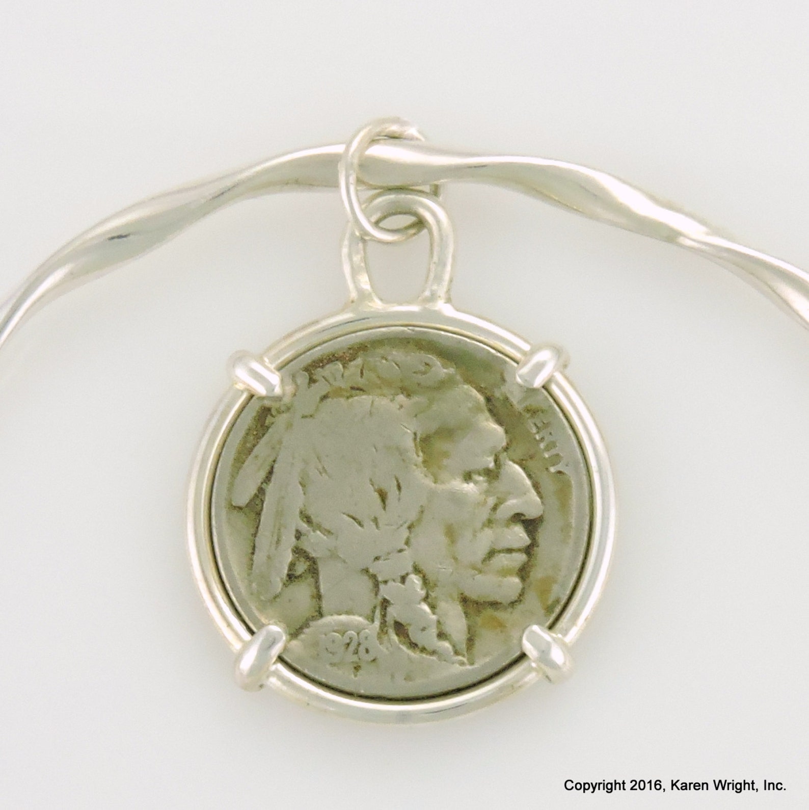 Handmade Silver Bangle With American Buffalo Nickel in | Etsy