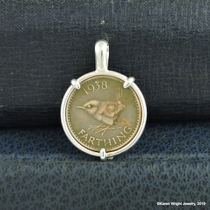 UK Coin Jewelry With Vintage George VI or Elizabeth II Farthing Bird ...