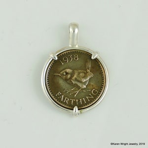 UK Coin Jewelry With Vintage George VI or Elizabeth II Farthing Bird ...