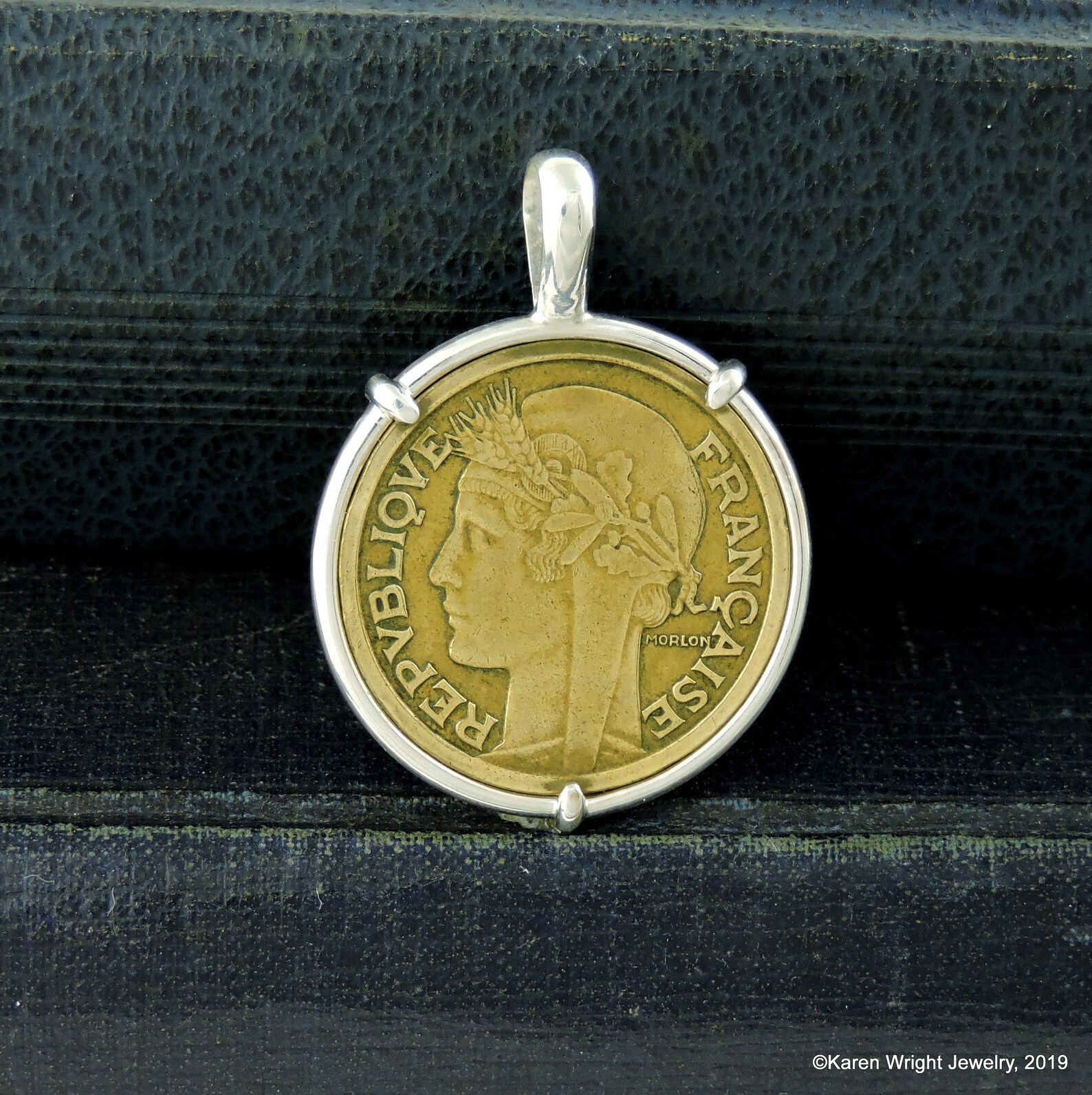 Art Deco Coin Jewelry With Vintage France 2 Franc in Handmade Sterling ...