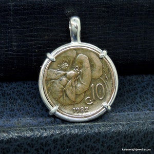 Italian Coin Jewelry With Vintage Italy Bee Coin in Handmade Sterling ...