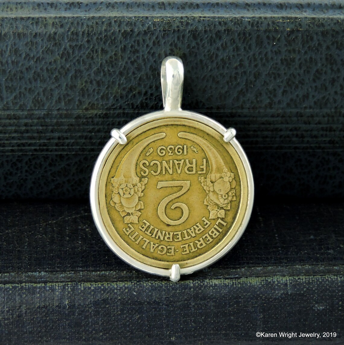 Art Deco Coin Jewelry With Vintage France 2 Franc in Handmade Sterling ...