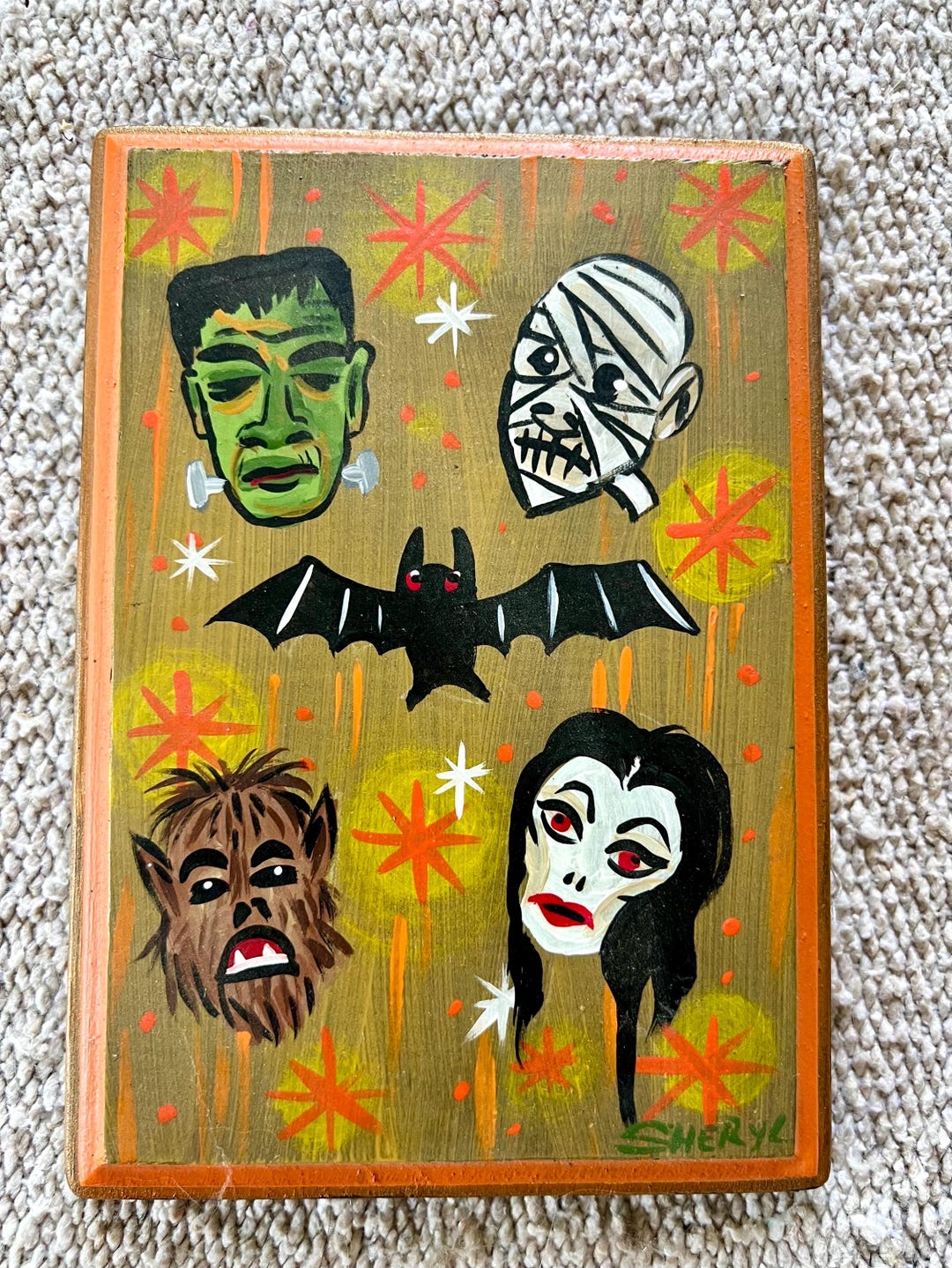 Monsters Hand Painted Plaque - Etsy