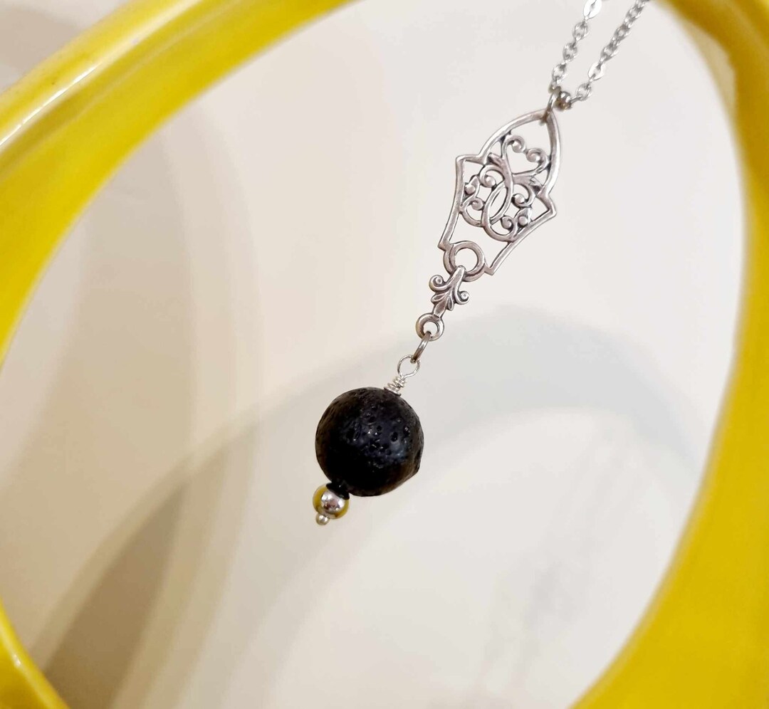 Perfume Diffuser 12mm Round Lava Bead Necklace Aromatherapy Jewellery ...