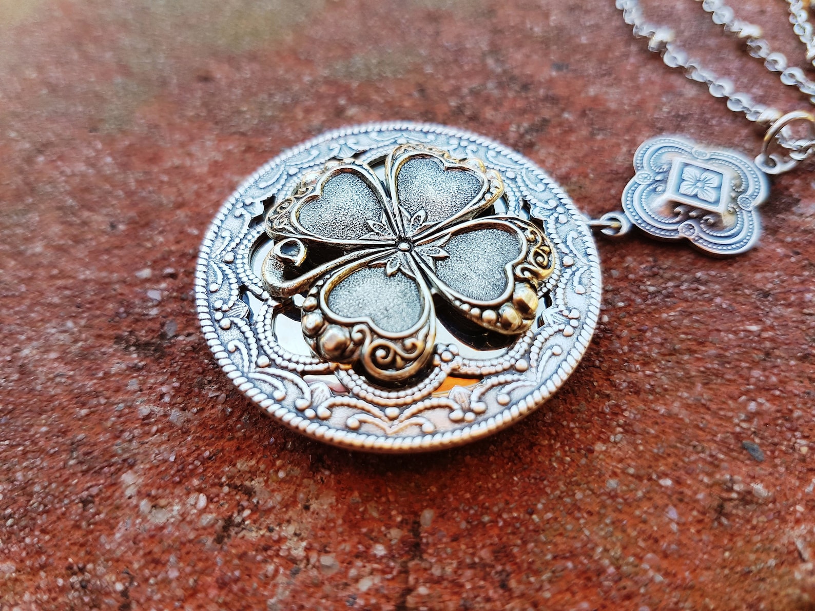 Four Leaf Clover Shamrock Round Silver Locket Irish Celtic - Etsy Australia