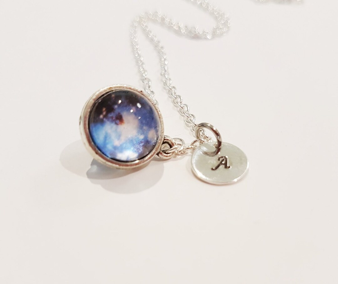 Galaxy Nebula Necklace: Tiny Glass Orb Pendant With Sterling Silver ...