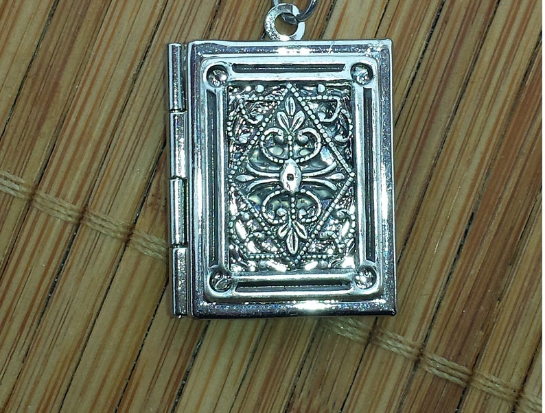 Victorian Book Locket Necklace: Initial, Birthstone, Stainless Steel ...