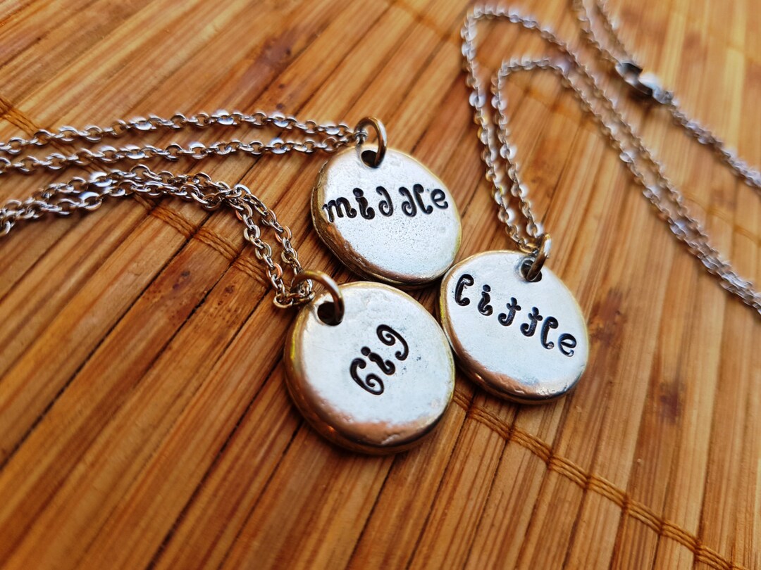 Sister Necklace Set: Hand Stamped Pewter Moon Pendants - Etsy