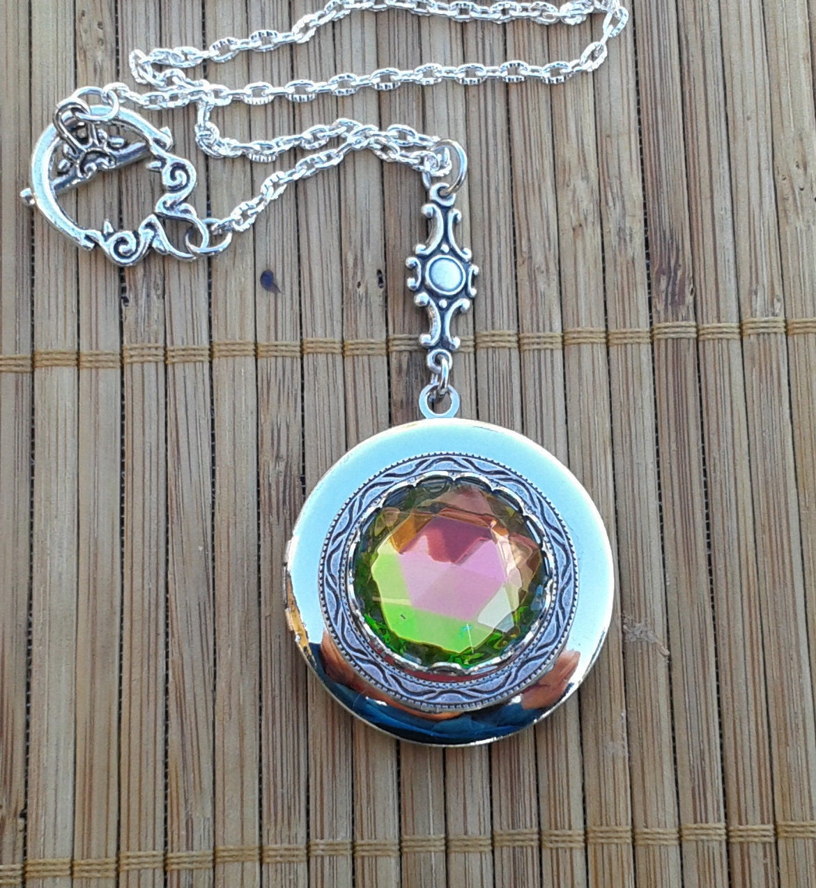 Aurora Borealis Northern Lights Art Deco Silver Locket blue | Etsy