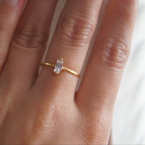 Rectangle Stone Ring - Etsy