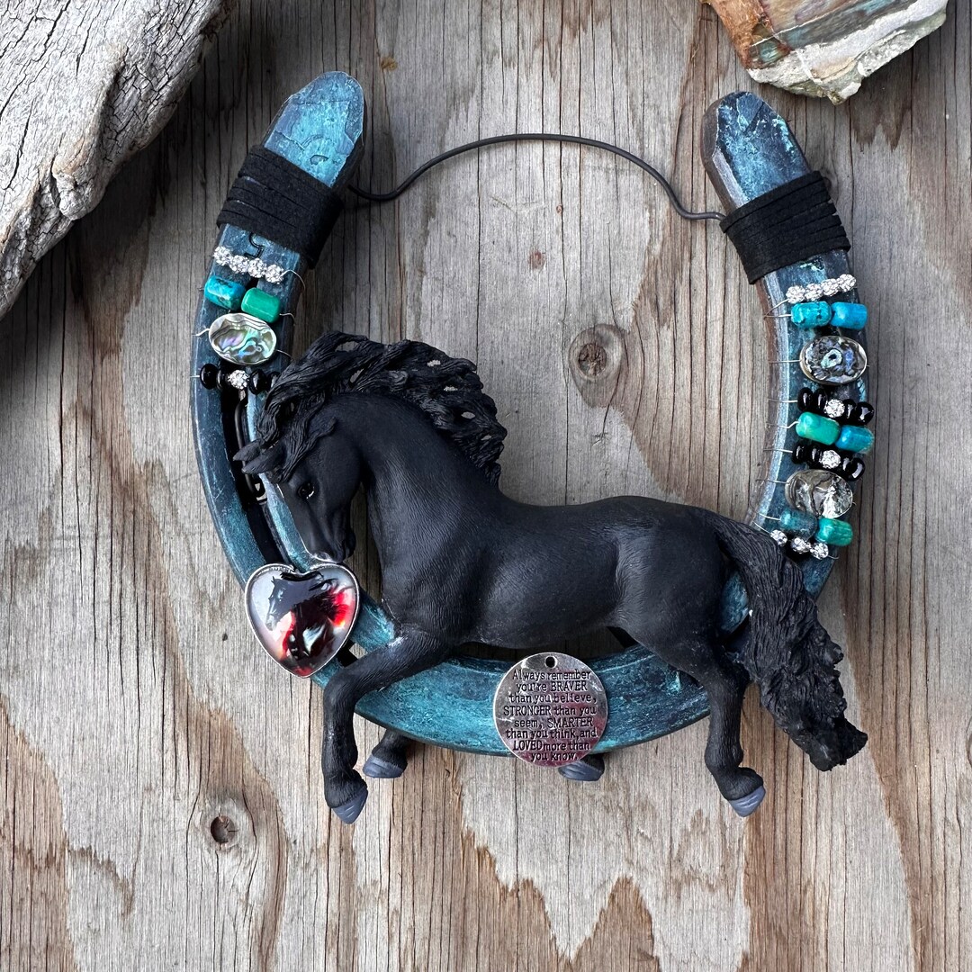 Large, Authentic Horse Shoes Decorated Wall Hanging, Decorated ...