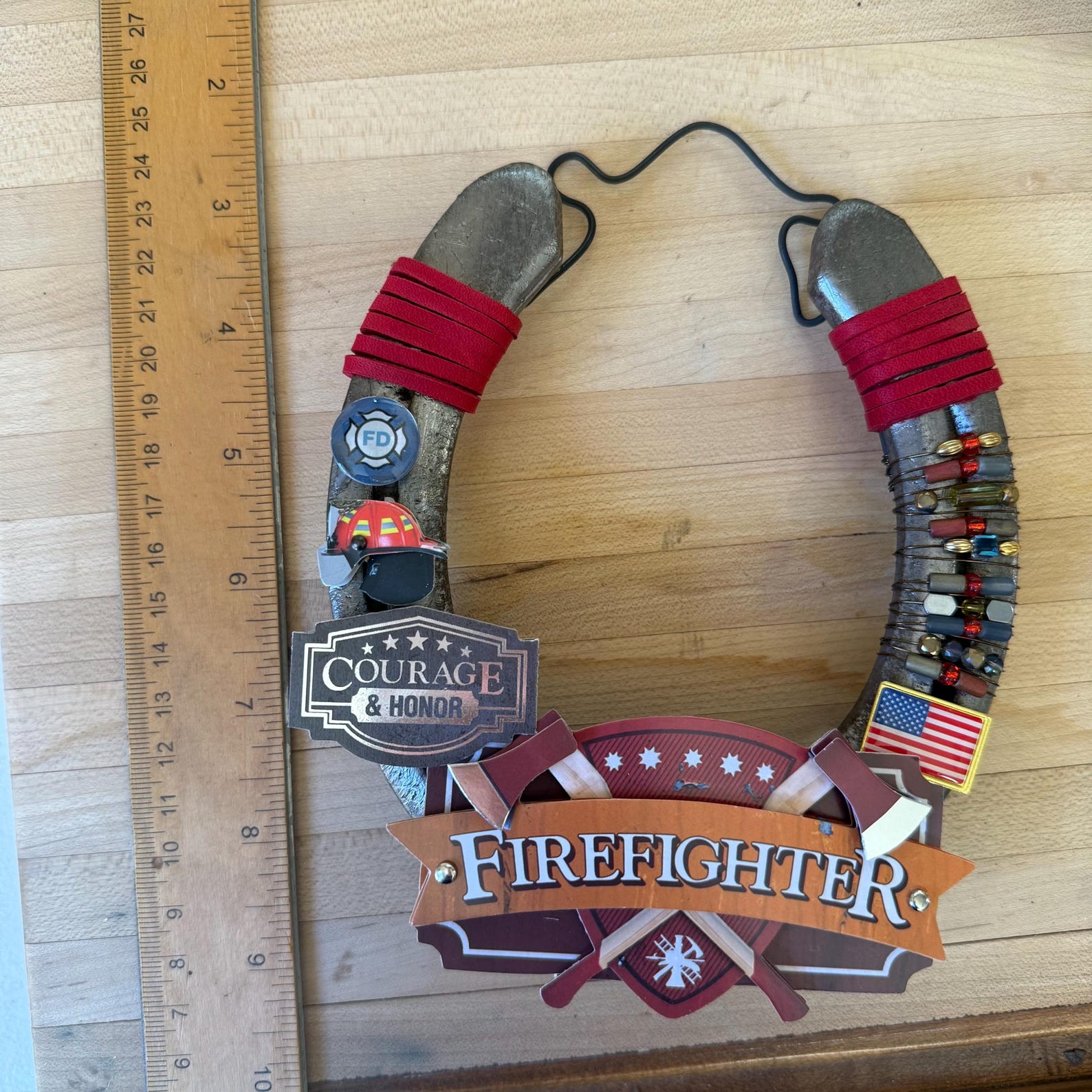 Firefighter Horseshoe Wall Art, Handmade Fire Department Decor - Etsy