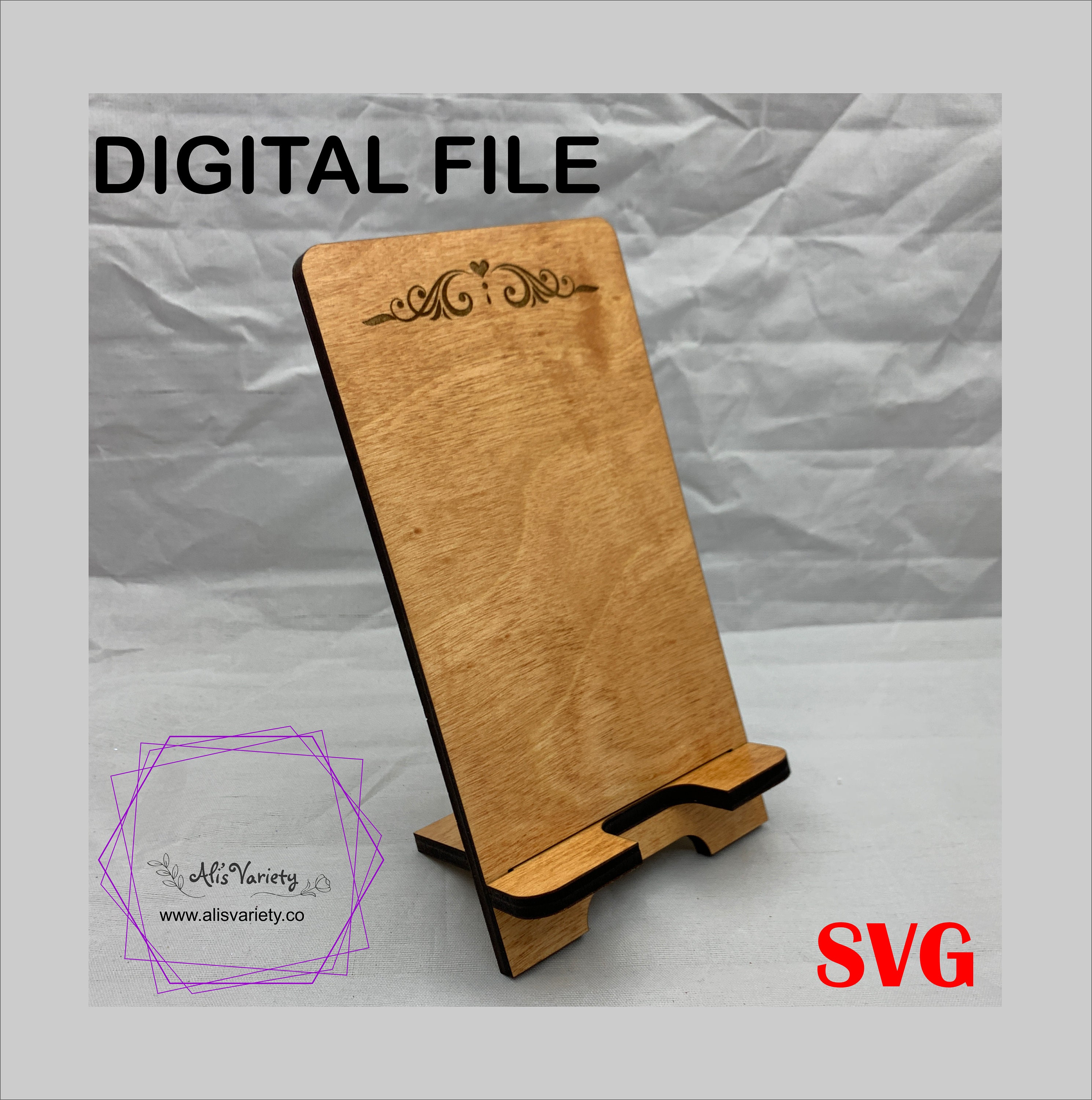 Digital Download Cell Phone Stand SVG File Laser Cut Phone Holder ...