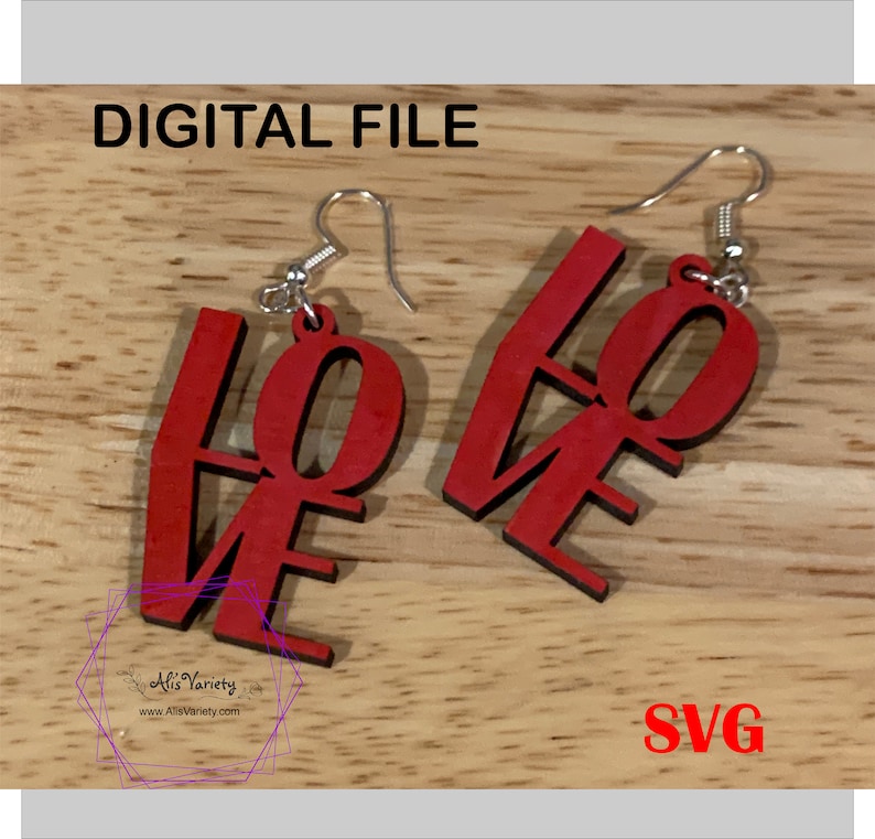 Digital Download LOVE Earring SVG Digital Download for | Etsy