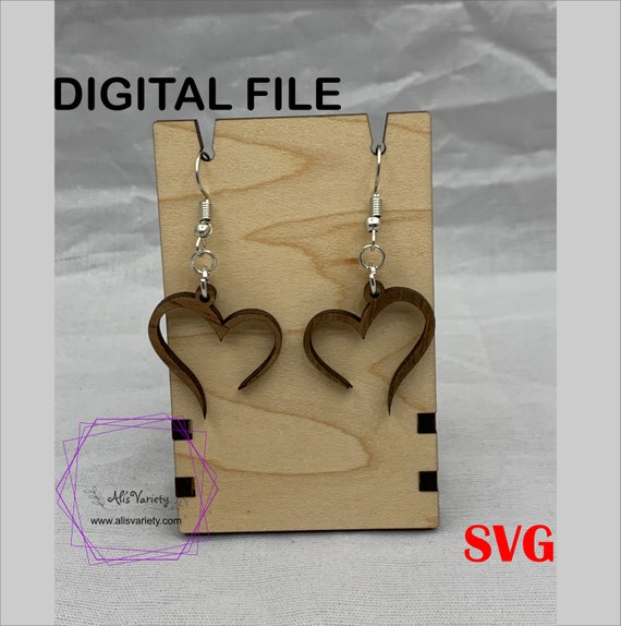 Digital Download Hand Drawn Heart Earring SVG Digital - Etsy