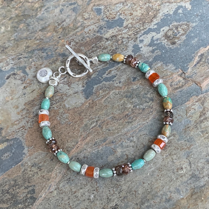 Turquoise, Carnelian and Andalusite Bracelet With Sterling Hill Tribe ...