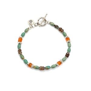Turquoise, Carnelian and Andalusite Bracelet With Sterling Hill Tribe ...