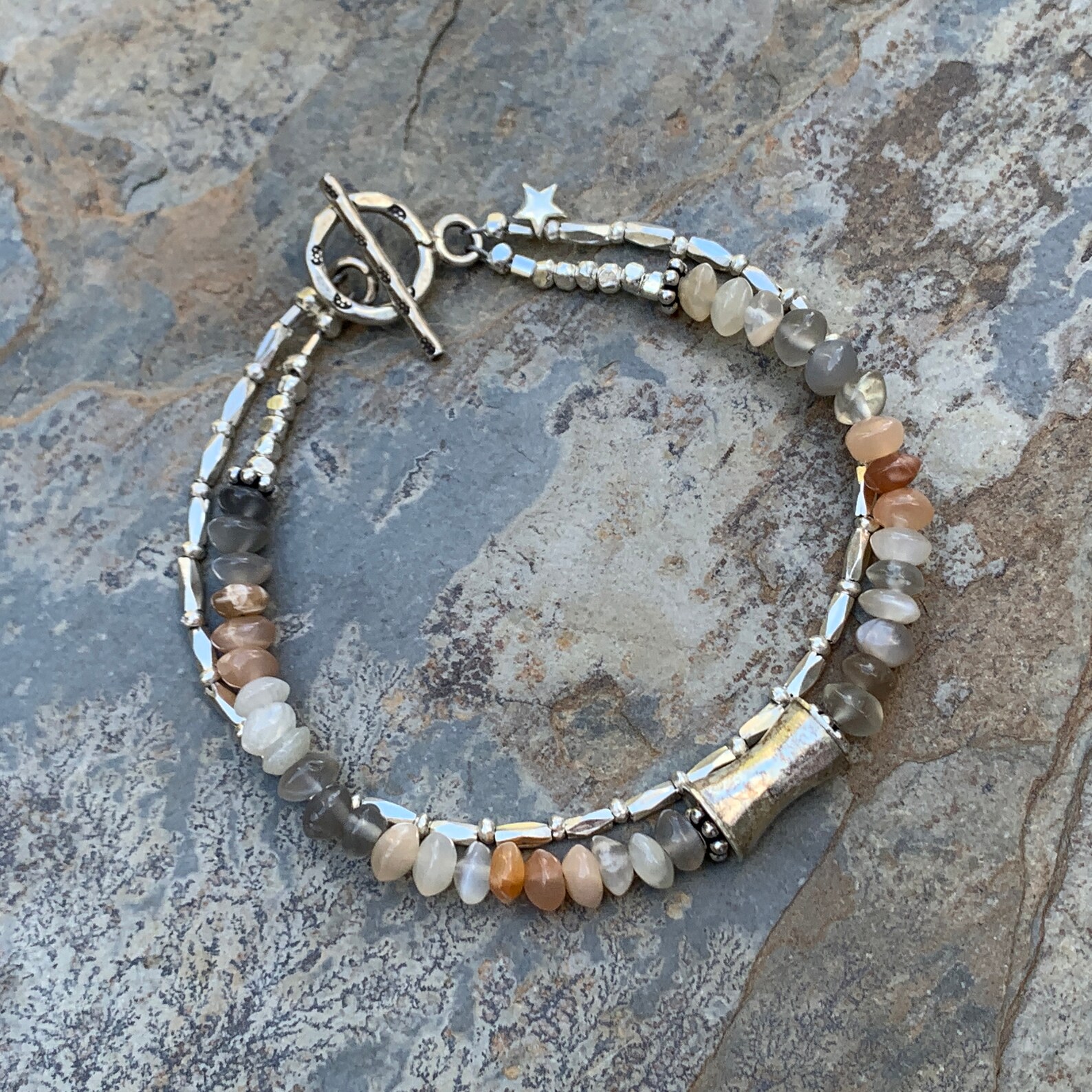 Multi Colored Moonstone Bracelet With Sterling Hill Tribe - Etsy