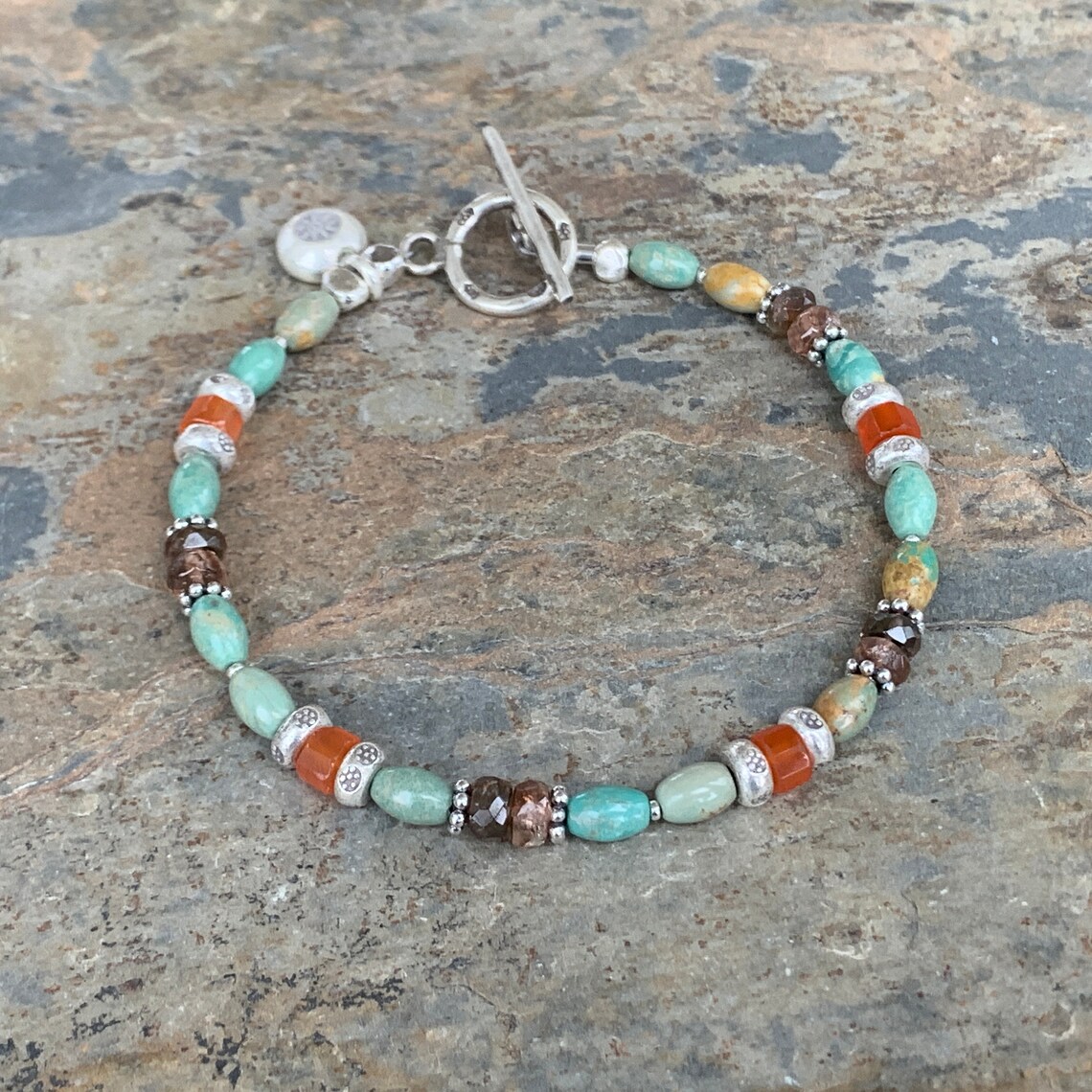 Turquoise, Carnelian and Andalusite Bracelet With Sterling Hill Tribe ...